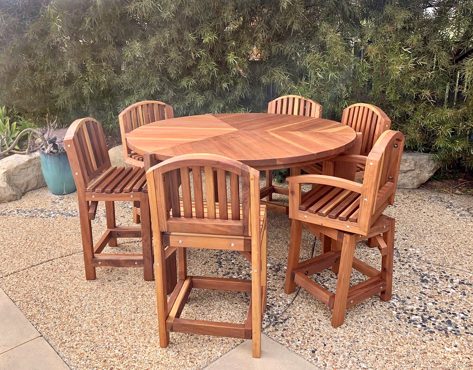 Retro Outdoor Patio Table 1950s Style Wood Table Chairs